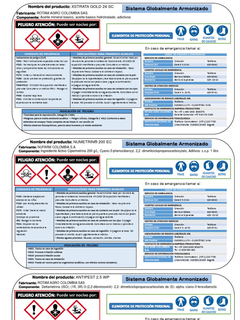 Etiquetas Sga | PDF | Toxicología | Primeros auxilios