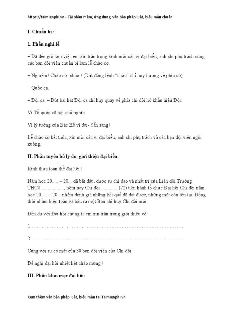 Kich Ban Dai Hoi Chi Doi Mau 4 | PDF