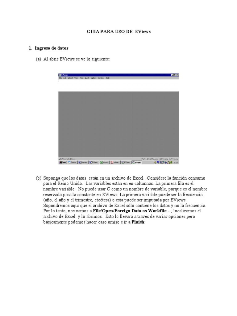 GUIA PARA USO DE EViews | PDF