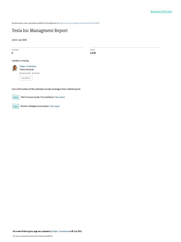 Tesla Inc Managment Report | PDF | Corporate Social Responsibility ...