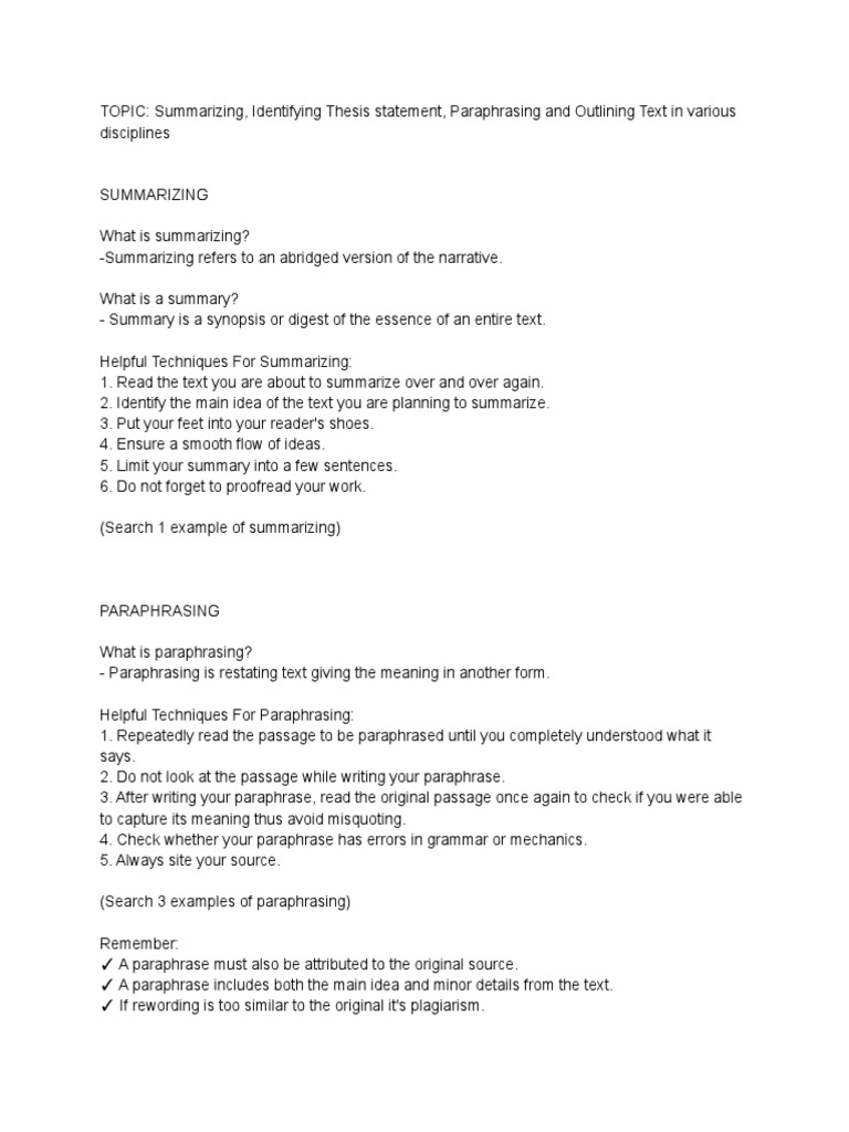 Techniques in Summarizing Academic Text | PDF | Writing | Cognition