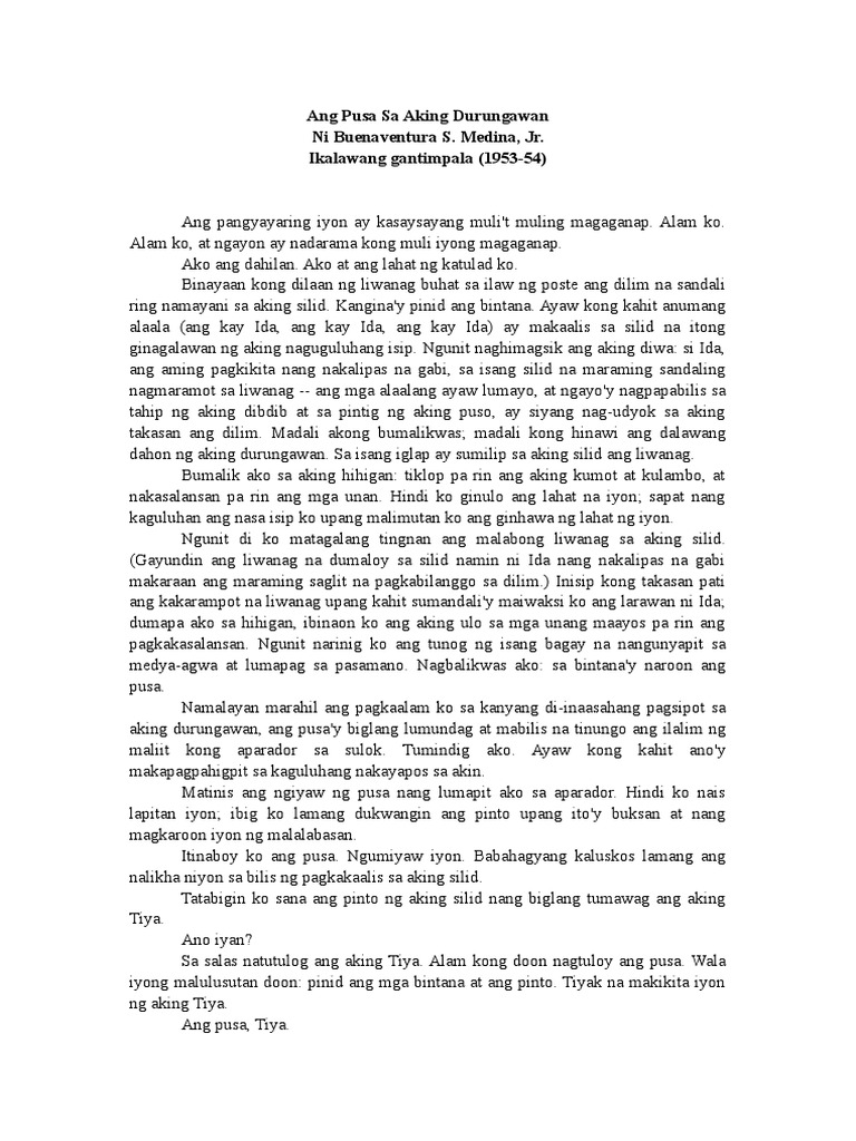 Ang Pusa Sa Aking Durungawan | PDF