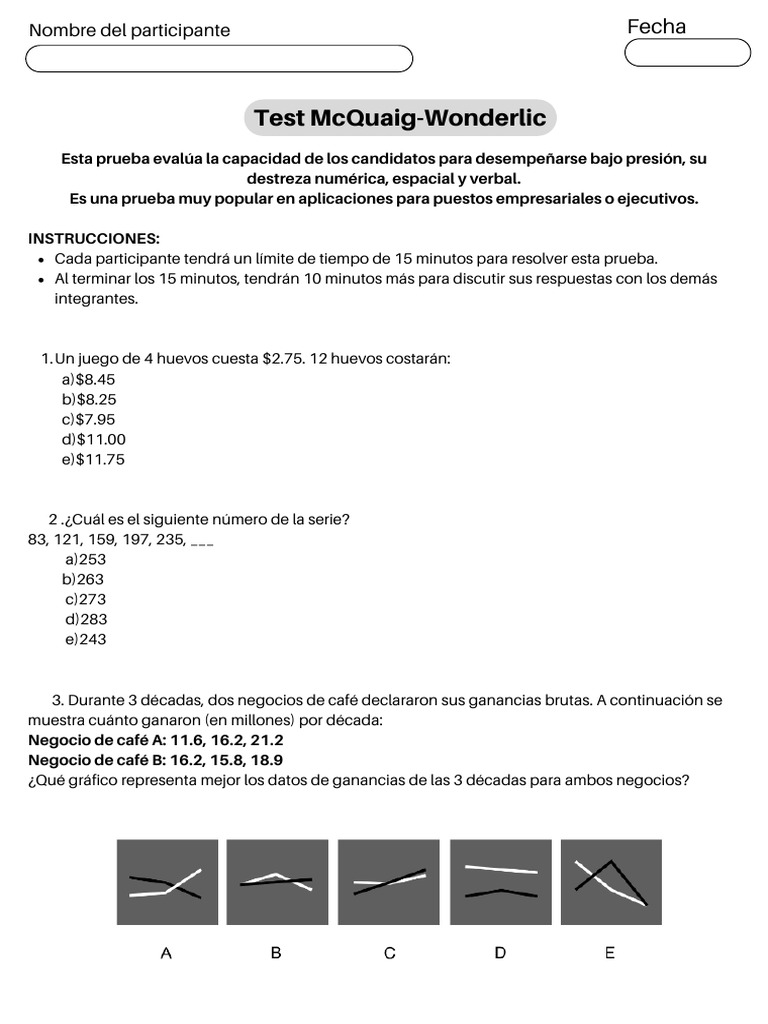 Evaluación del Test McQuaig-Wonderlic | PDF