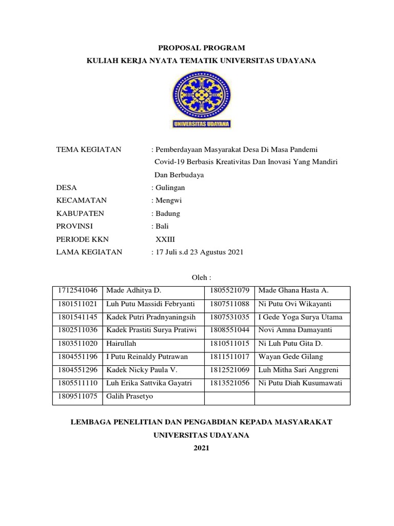 PROPOSAL GULINGAN B - TTD Pak Tri-1 | PDF