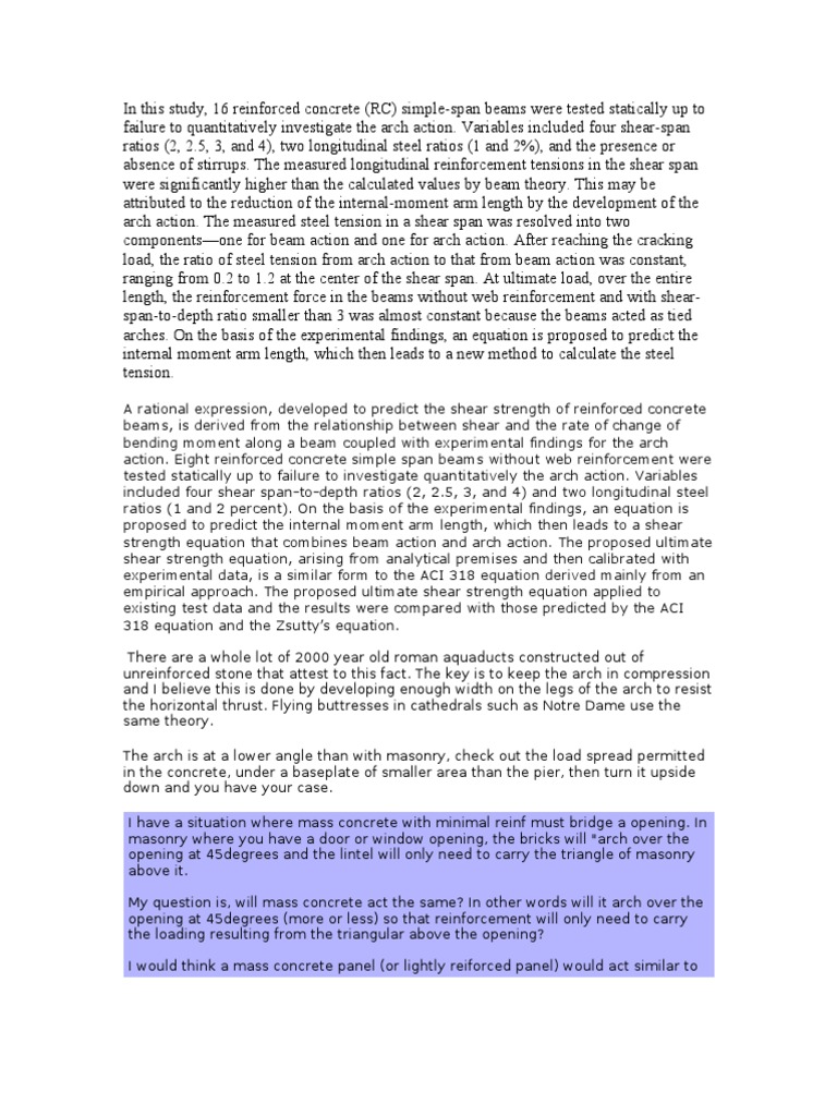 Arch Action in Beams | PDF | Beam (Structure) | Reinforced Concrete