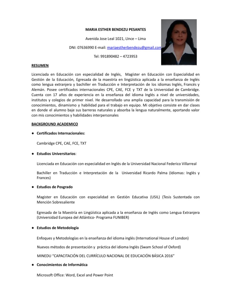 Curriculum Vitae Actualizado 2022.docx - Documentos de Google | PDF