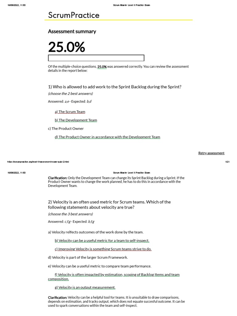 Scrum Master Level II Practice Exam | PDF | Scrum (Software Development ...