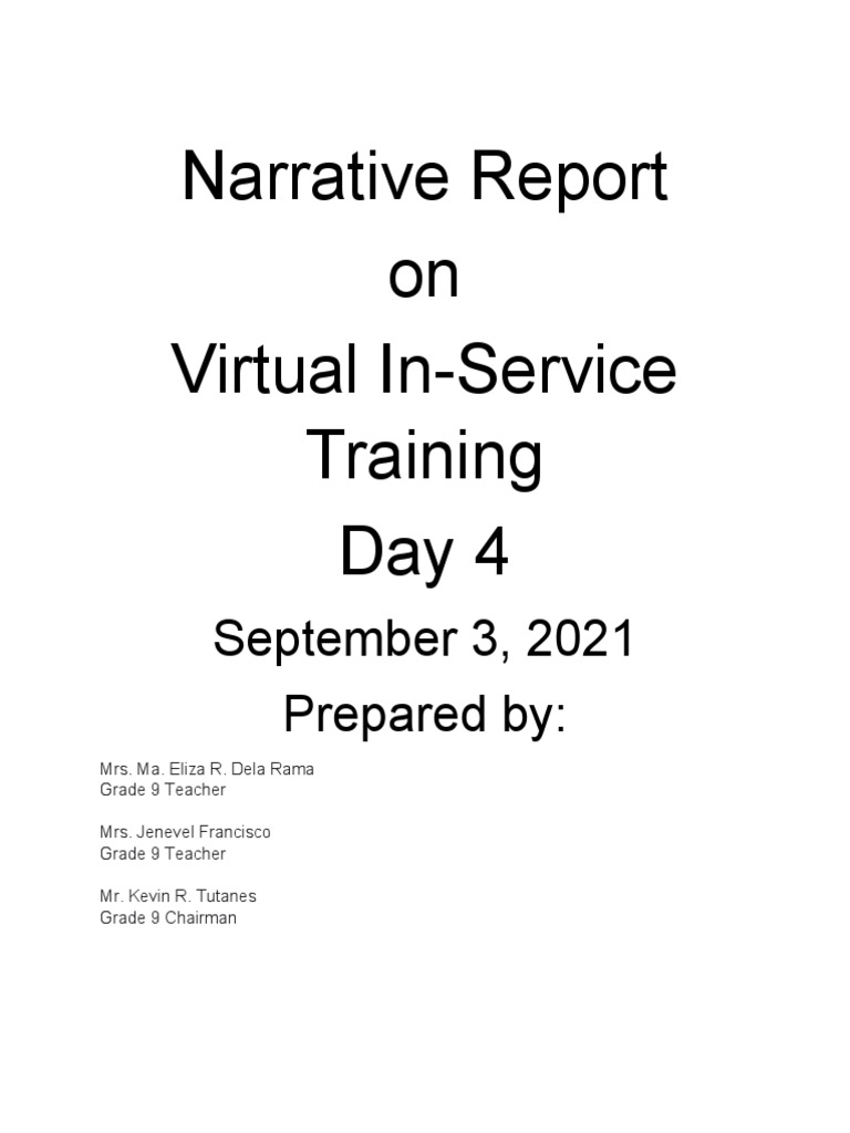 Day 4 Virtual In-Service Training Report | PDF | Teachers | Mental Health