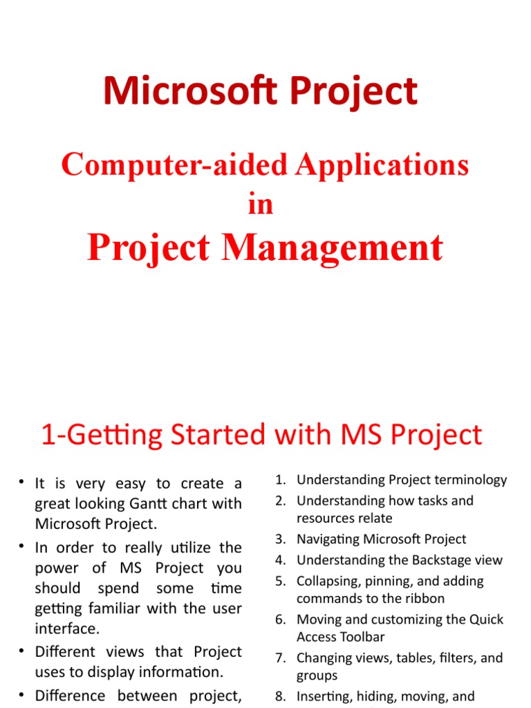 Lesson 1 PMT Getting Started With MS Project | PDF