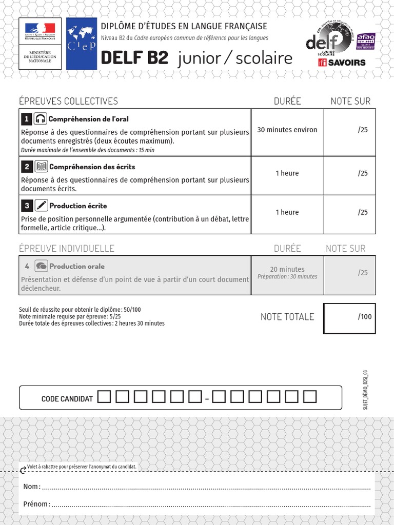 DELF B2 Scolaire Et Junior Sujet 2 | PDF