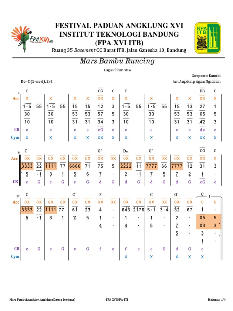 Mars Bambu Runcing (Arr. Agam N) | PDF