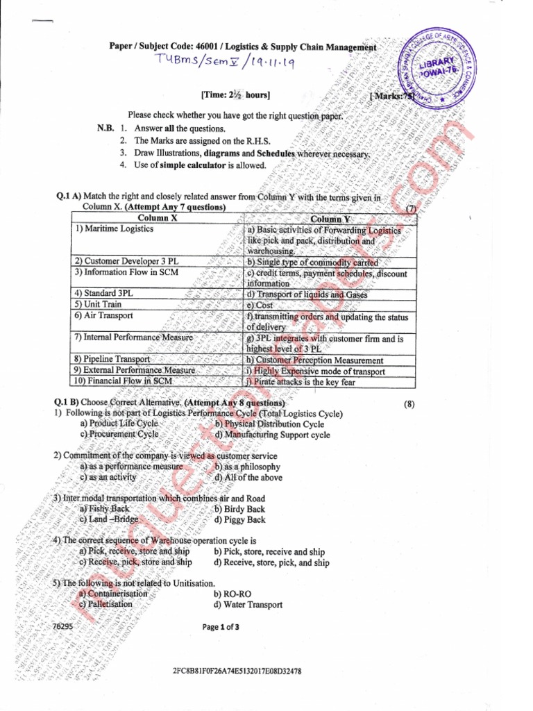 Tybms Sem5 LSCM Nov19 | PDF | Electronic Data Interchange | Management Accounting