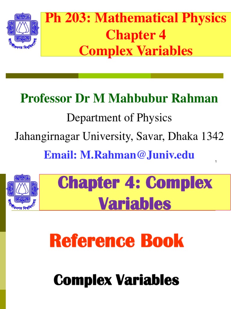 Chapter 4-Complex Variables (Part 1) | PDF | Complex Number | Function ...