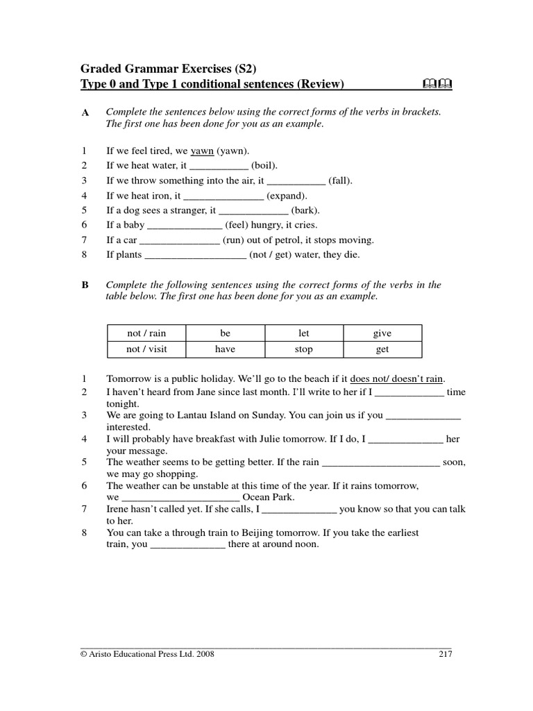 Type 0 and Type 1 Conditional Sentences 3 | PDF