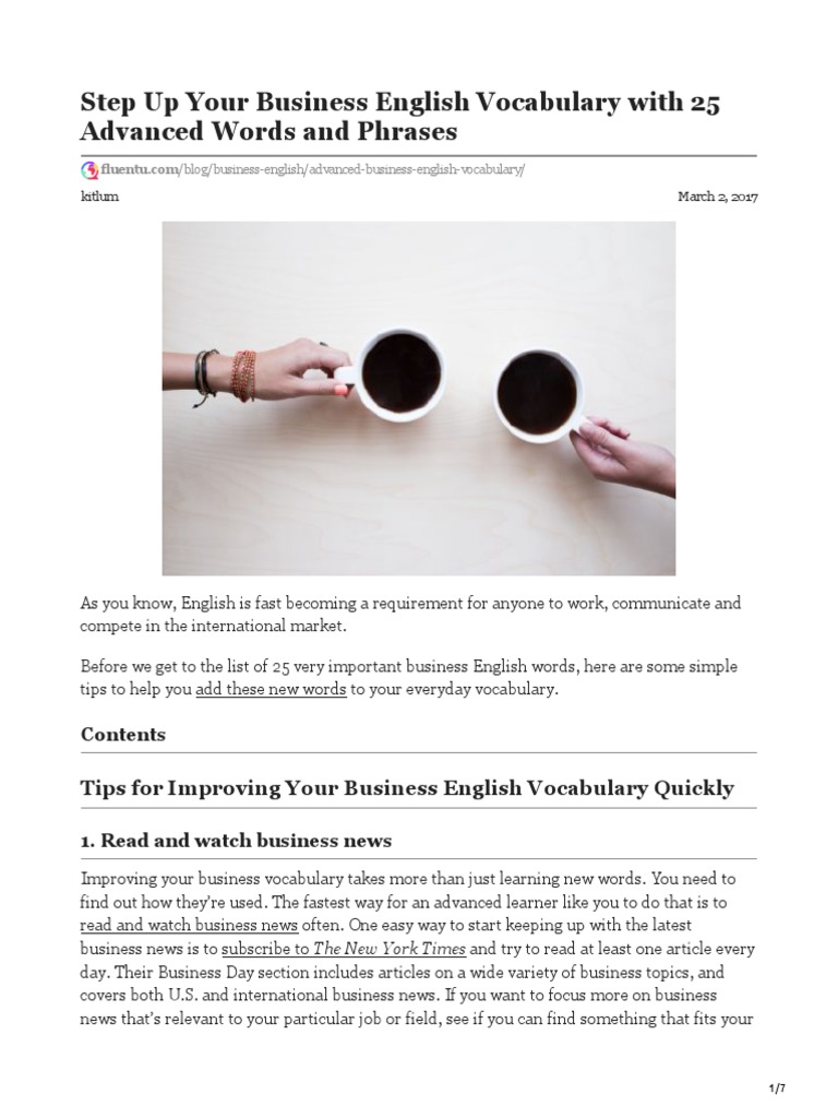 Advanced Business English Vocabulary | PDF