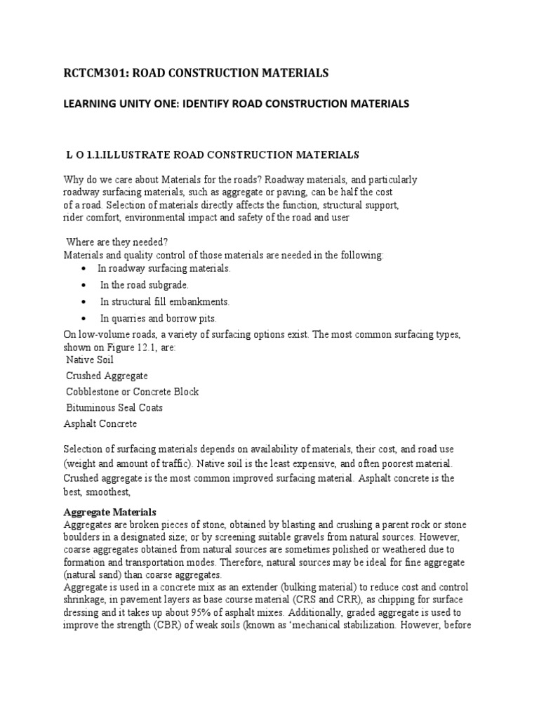 Road Construction Material | PDF