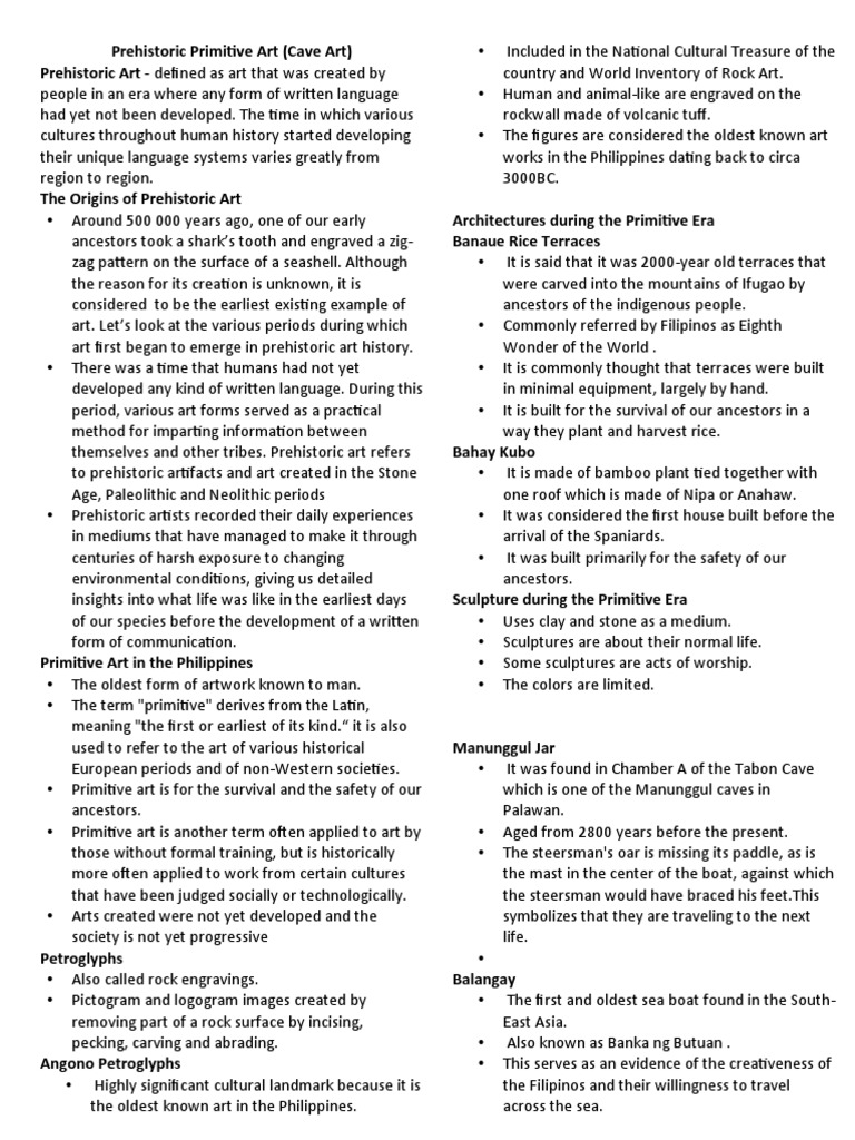 G-1 Prehistoric Primitive Art (Cave Art) | PDF