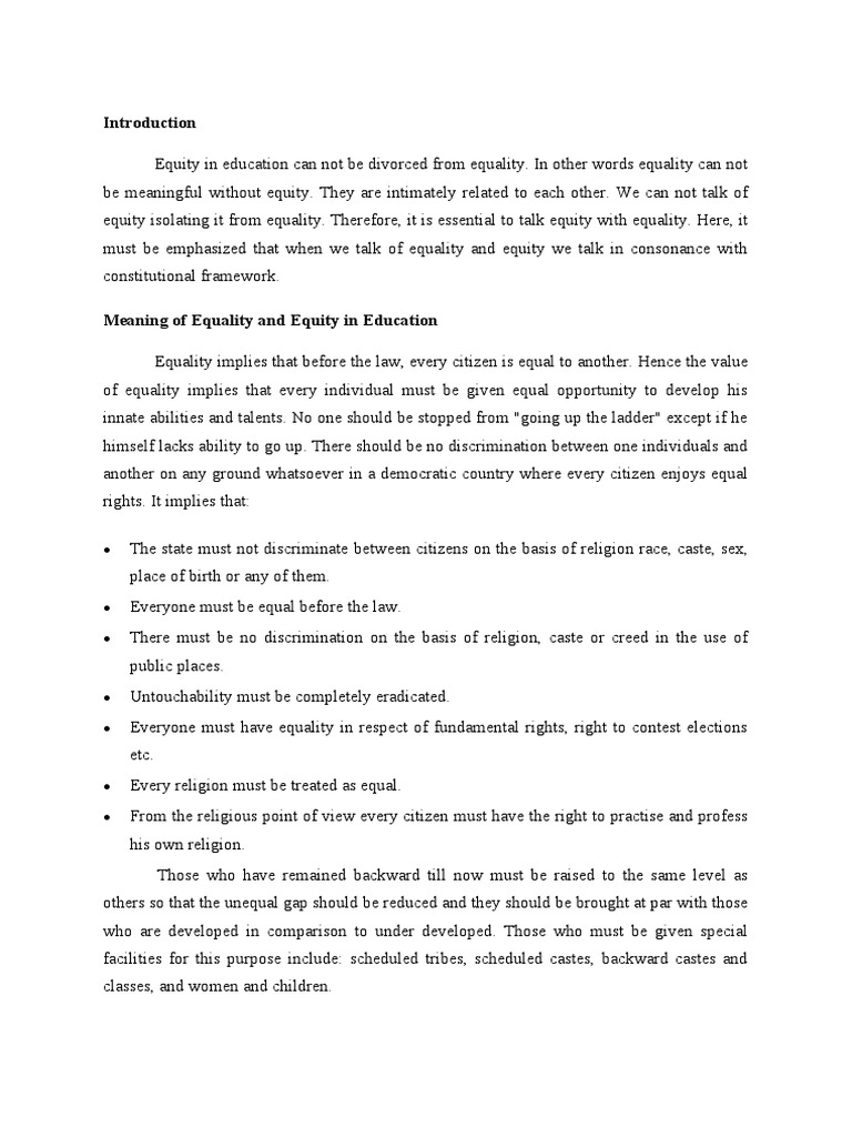 Major Concerns On Equity and Equality | PDF | Egalitarianism | Social ...