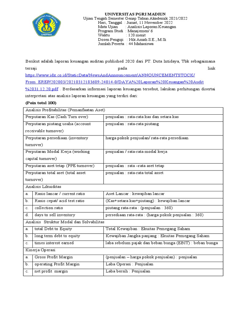 From - EREP/202003/20210312183609-24014-0/DAYA Laporan Keuangan Audit 31.12.20 PDF | PDF ...
