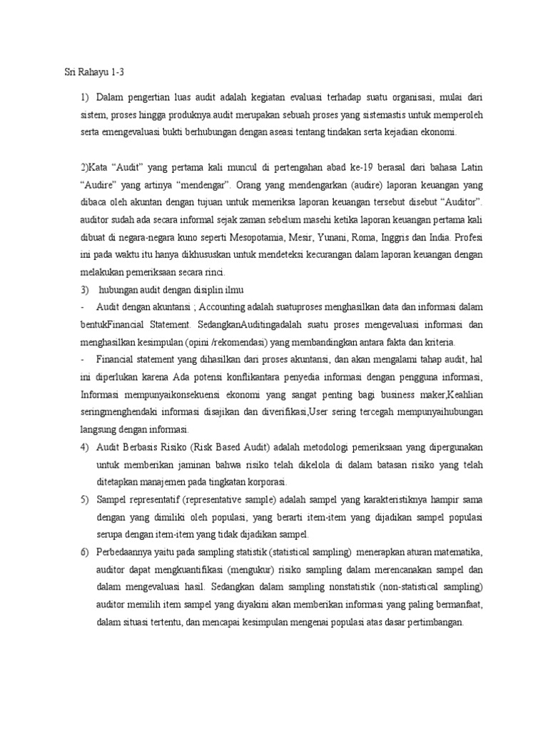 JAWABAN TUGAS 1 AUDITING LANJUTAN FIX Pisn | PDF | Pengelolaan Keuangan & Uang