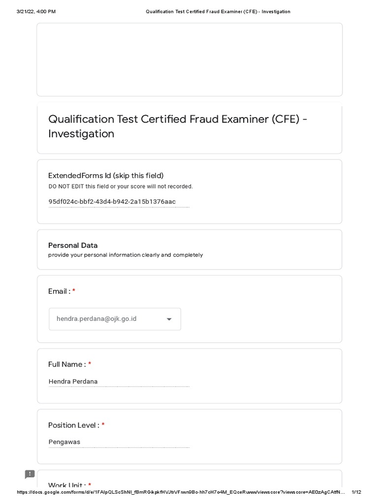 Qualification Test Certified Fraud Examiner (CFE) - Investigation | PDF ...