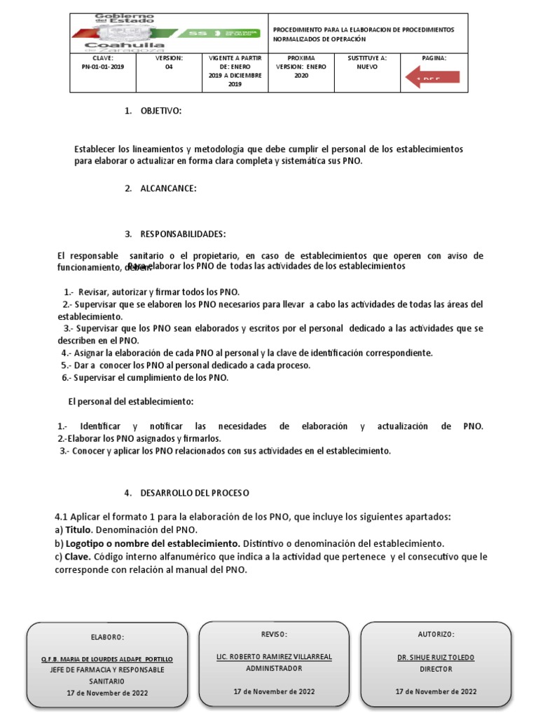 Procedimiento para La Elaboracion de Procedimientos Normalizados de ... Procedimiento para La Elaboracion de Procedimientos Normalizados de ...