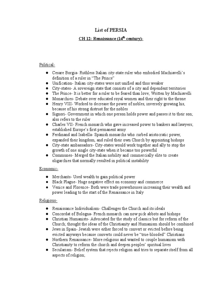 Key Concepts of PERSIA in AP Euro | PDF | Protestantism | Liberalism