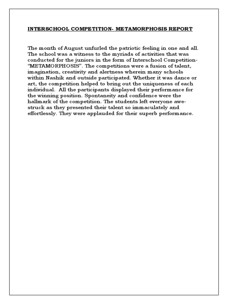 Interschool Competition Final Report | PDF Interschool Competition Final Report | PDF