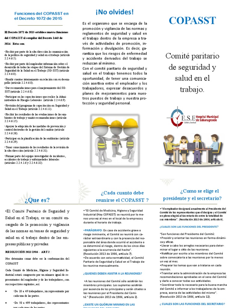 Funciones del COPASST según Decreto 1072 | PDF | Quórum