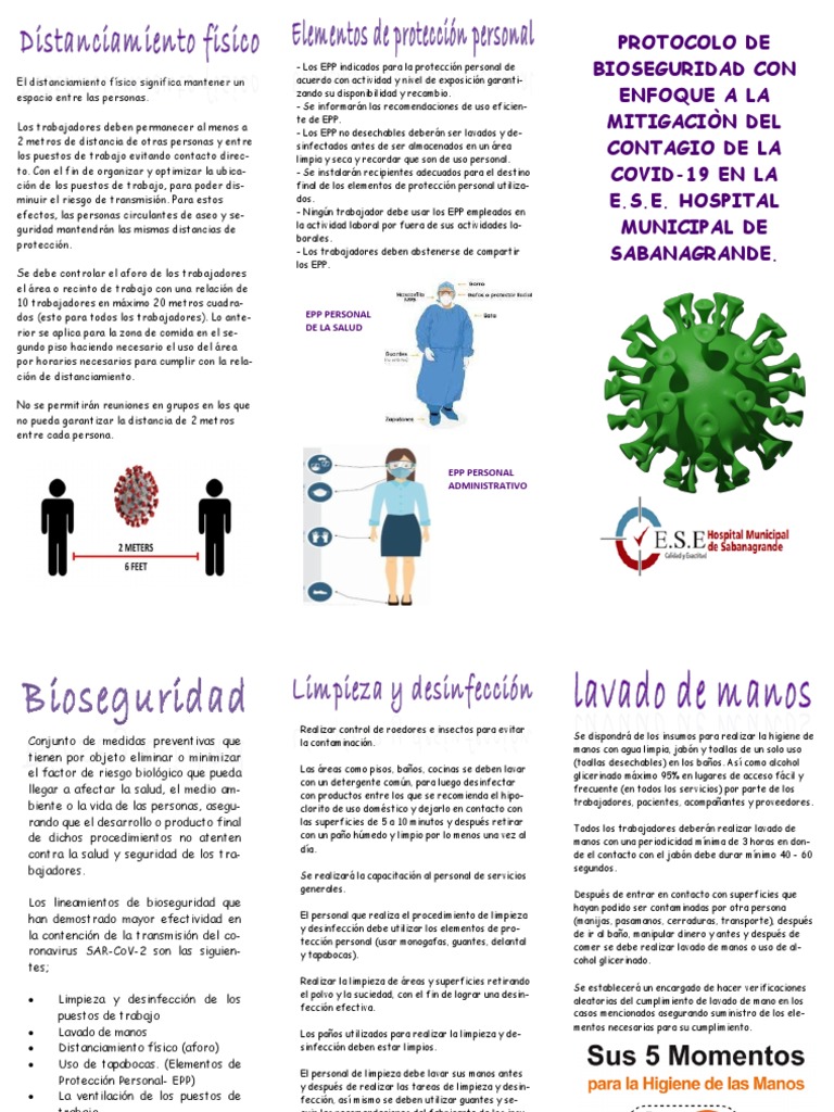 Folleto de Protocolos de Bioseguridad | PDF | Ciencias de la Salud