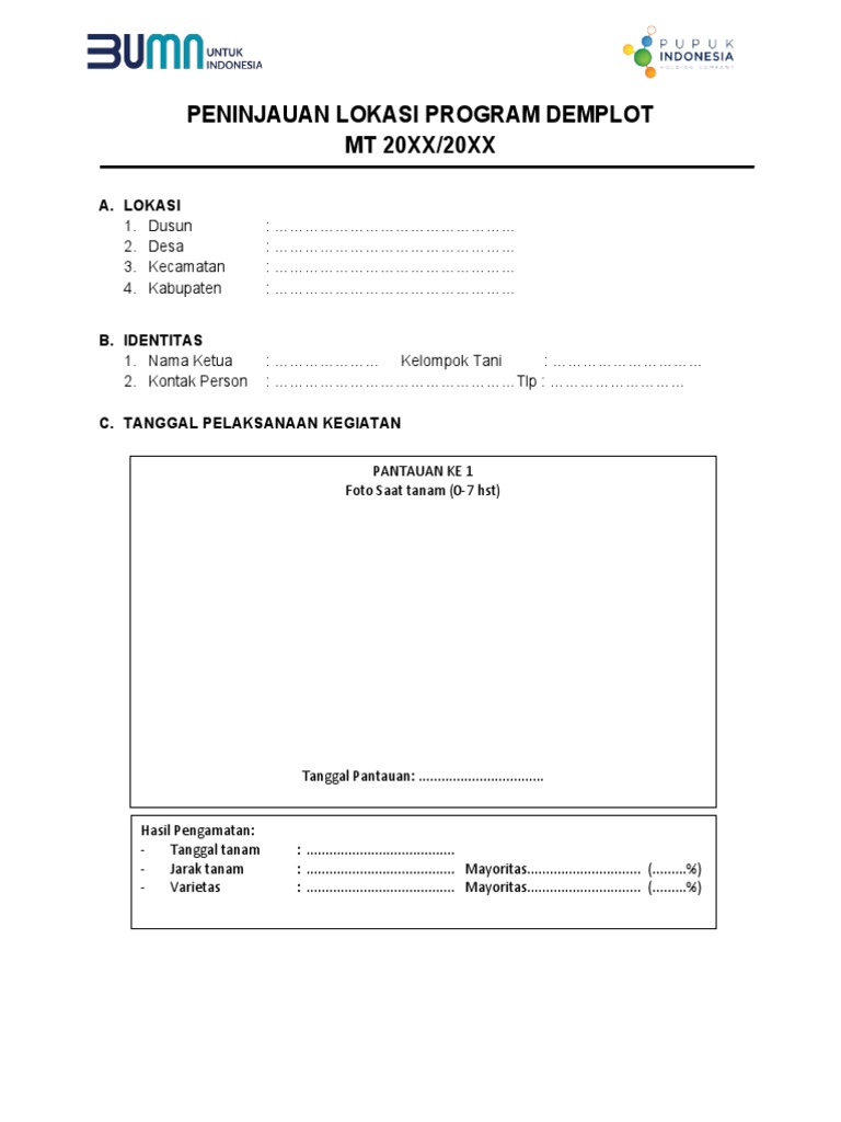 Peninjauan Lokasi Program Demplot | PDF | Sains & Matematika ...