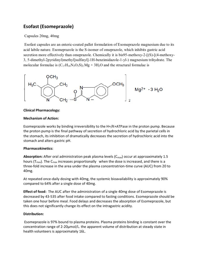 Esofast (Esomeprazole) | PDF | Wellness | Science & Mathematics