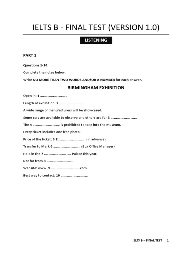 Ielts B - Final Test (L R W) | PDF | Cell Membrane | Phospholipid