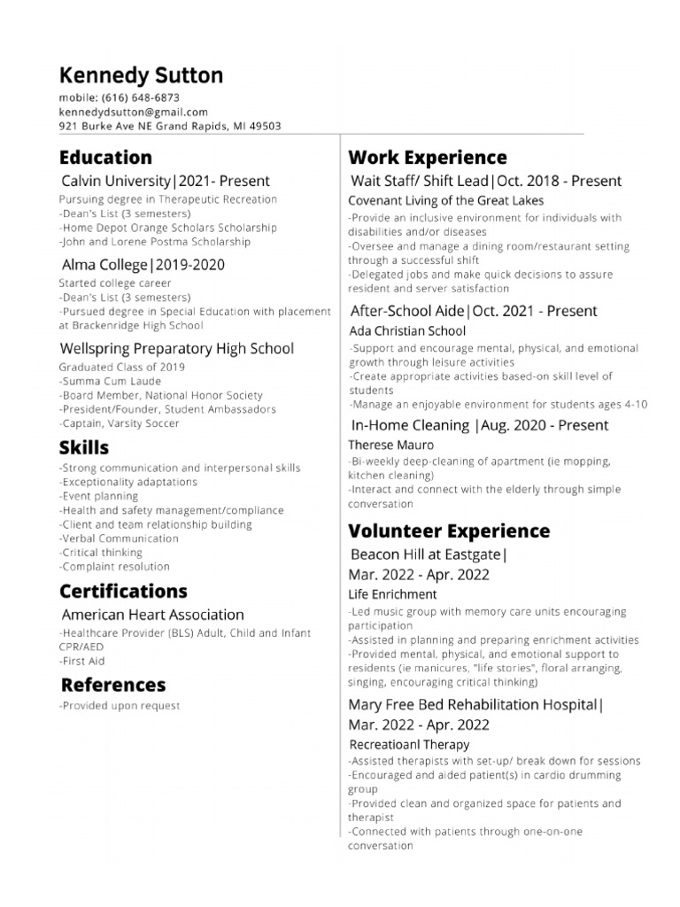 Kennedy Sutton Resume 2022 | PDF