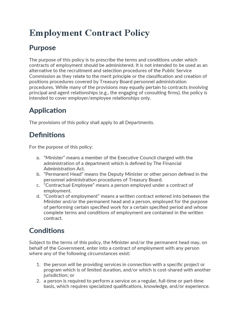 Employment Contract Policy | PDF | Employment | Salary
