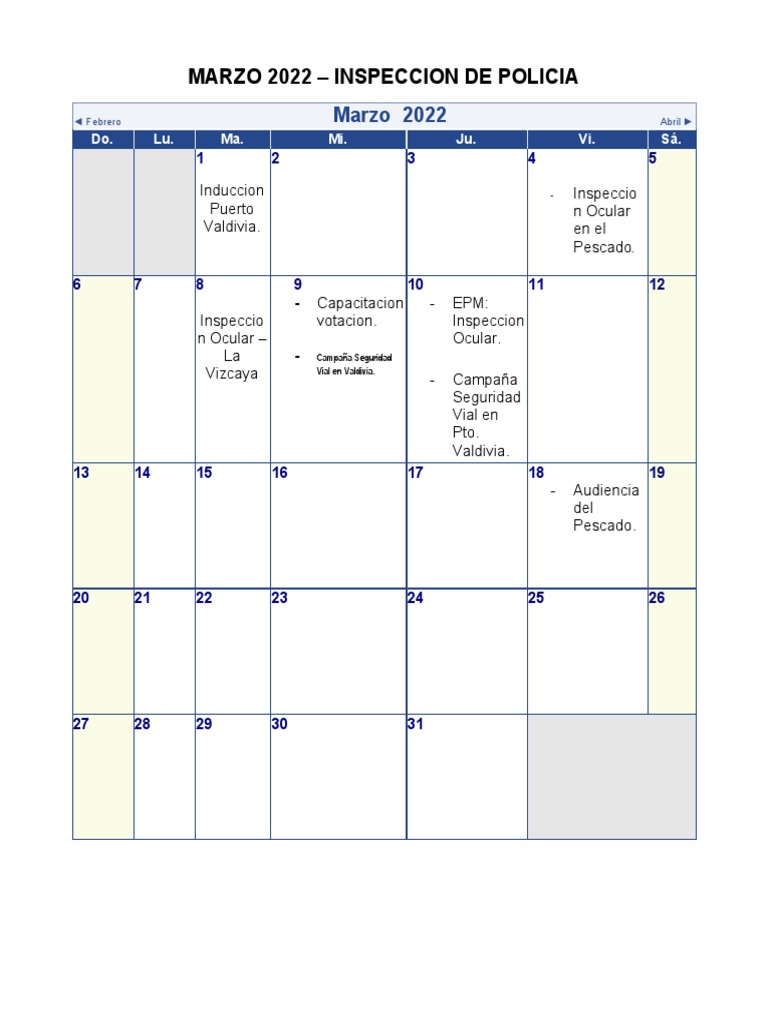Calendario Marzo | PDF