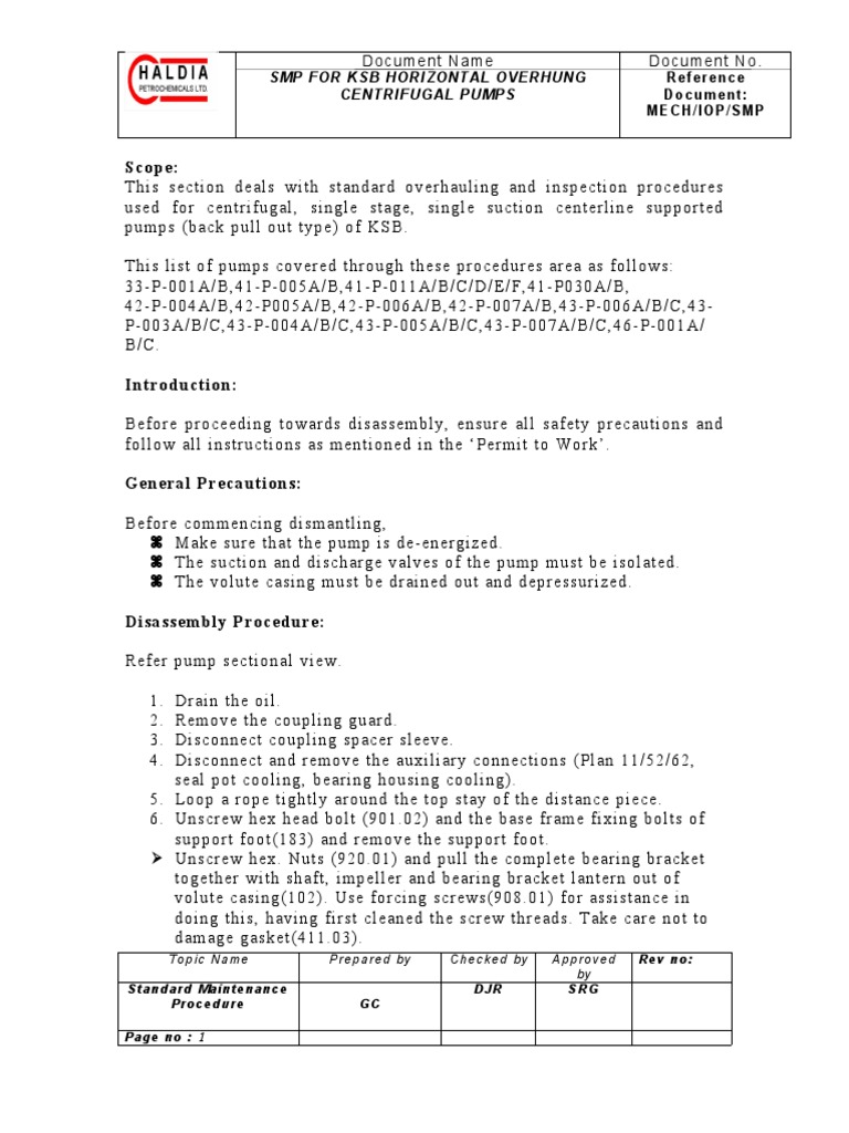 KSB Centrifugal Overhung | PDF | Bearing (Mechanical) | Pump