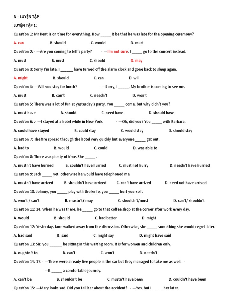 Model Verbs | PDF