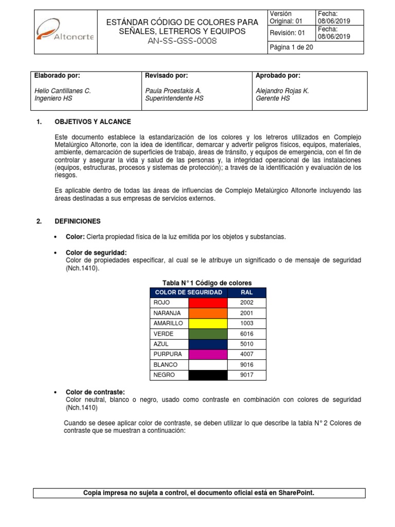 AN-SS-GSS-0008 Est Codigo de Colores para Señales, Letreros y Equipos ...