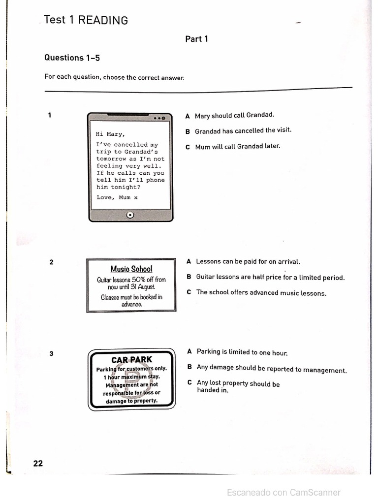 B1 PET Collins Test 1 | PDF