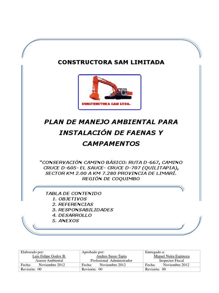 Plan de Manejo Instalacion Faenas | PDF | Residuos | Entorno natural
