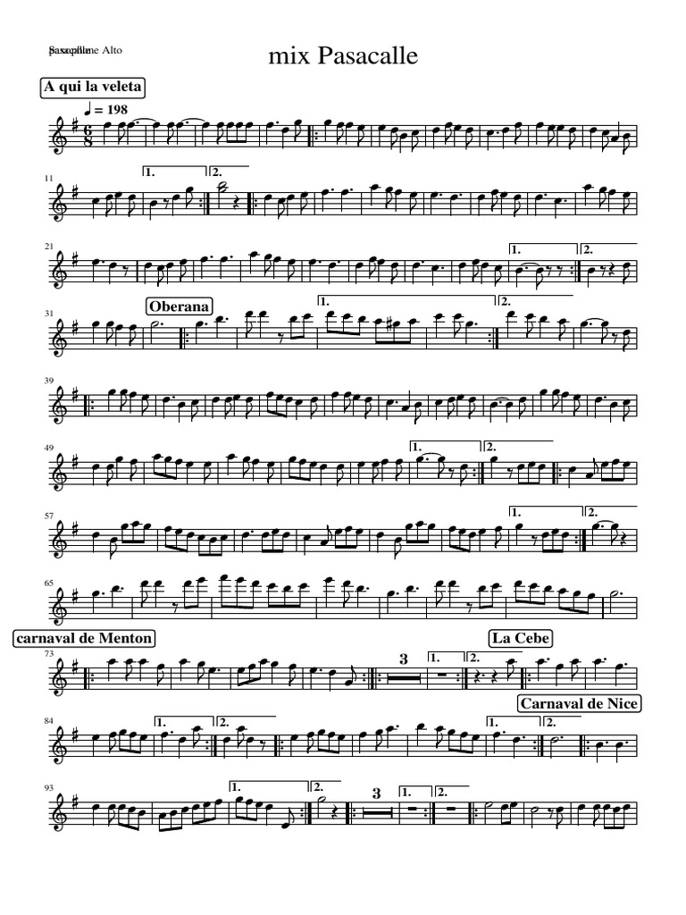 Pasacalle Mix for Alto Saxophone | PDF | Music Production | Elementary ...