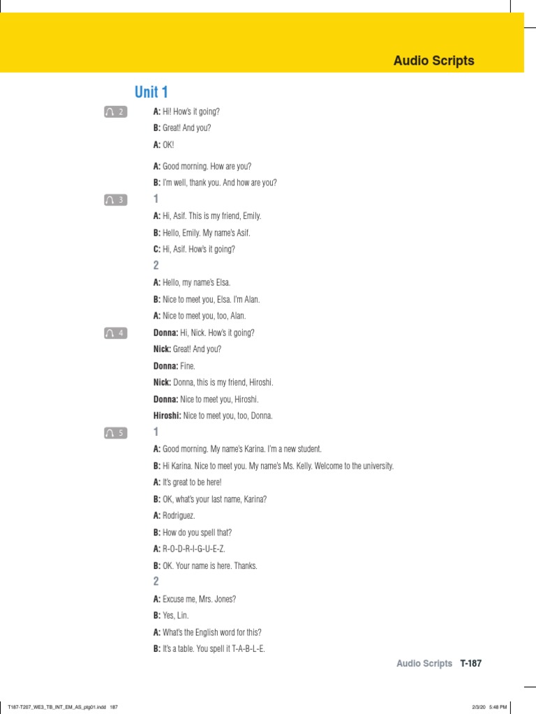 World English 3e Level Intro Students Book Audio Scripts | PDF | Ice Cream