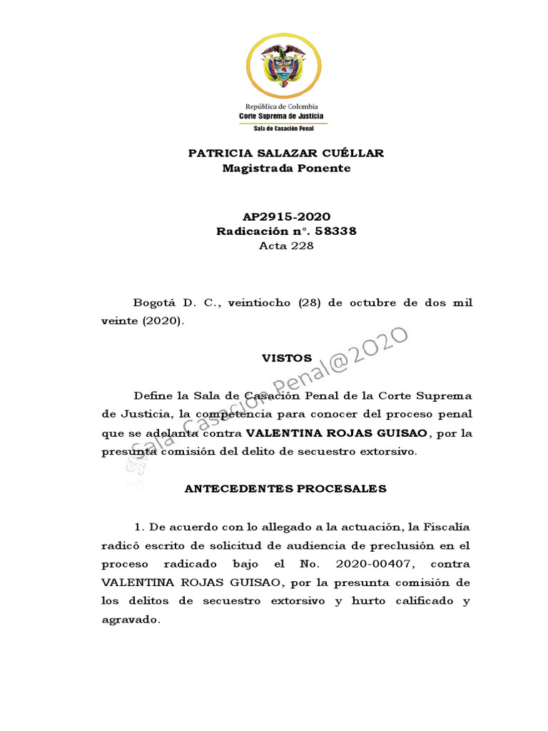Ap2915 2020 58338 Sentencia De Secuestro Extrosivo Pdf Secuestro