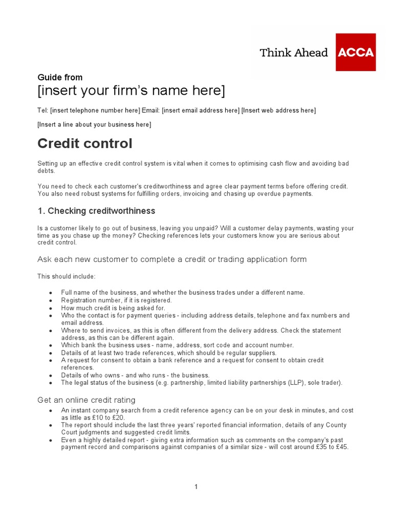 Credit Control | PDF | Credit Card | Payments