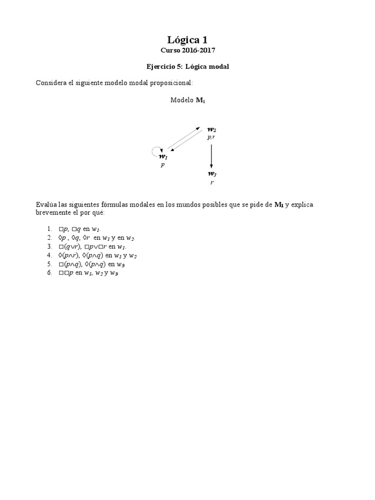 Ejercicio 5 Lógica Modal | PDF