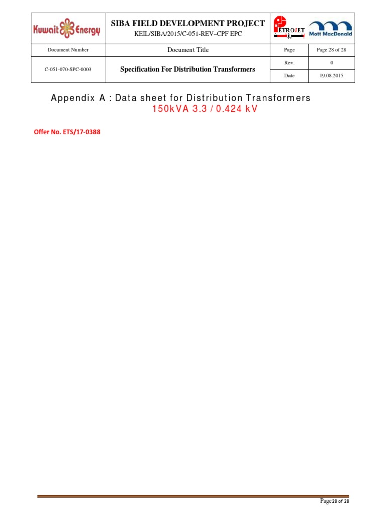 Data Sheet 150 KVA | PDF