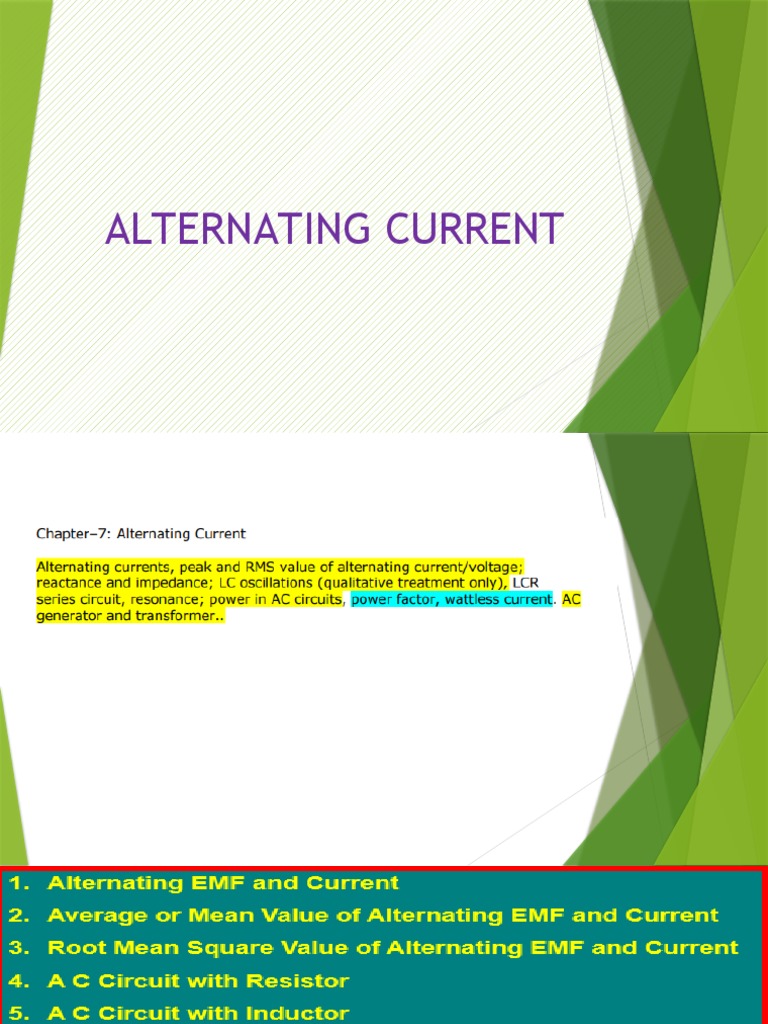 CH-7 Alternating Current | PDF | Inductor | Transformer