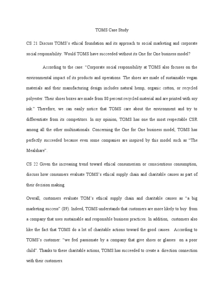 TOMS Case Study | PDF