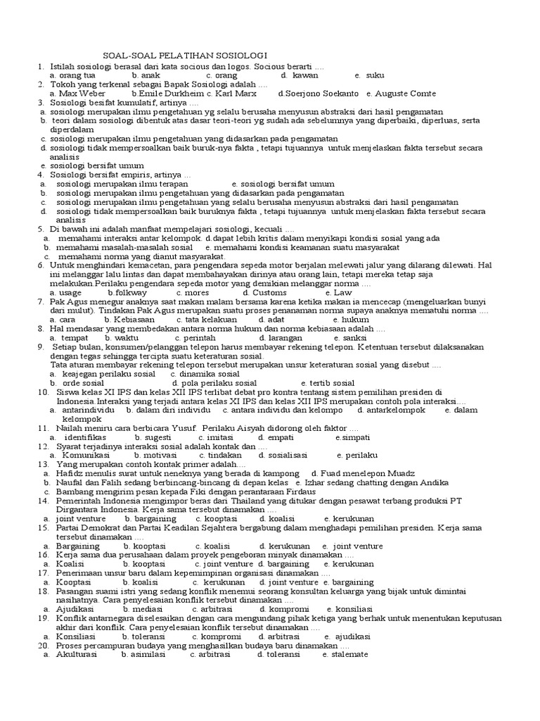 Soal Pelatihan Olimpiade Sos 1 | PDF